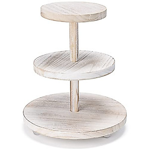 VIVIRBIEN 3 Tier Cupcake Stand Round,Wood Cake Stand with Tiered Tray Decor,Rustic Cake Stand,Cupcake Display for Home Tea Party, Birthday, Wedding, Farmhouse Decor,Woodland Baby Shower