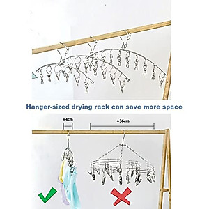 Mokife Sock Drying Racks Stainless Steel, 3 Pack Underwear Dryer with 8 Clips Swivel Laundry Hanger with Windproof Hook for Hanging Towels Bras Gloves Baby Clothes Indoor Outdoor