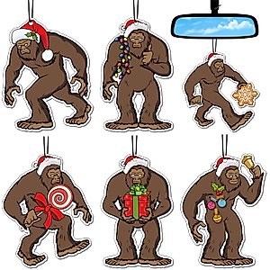6 Pcs Bigfoot Air Freshener Christmas Bigfoot Sasquatch Gifts Air Freshener Pine Scent Funny Hanging Air Freshener for Father's Day Birthday Christmas Truck Gift Car Accessories