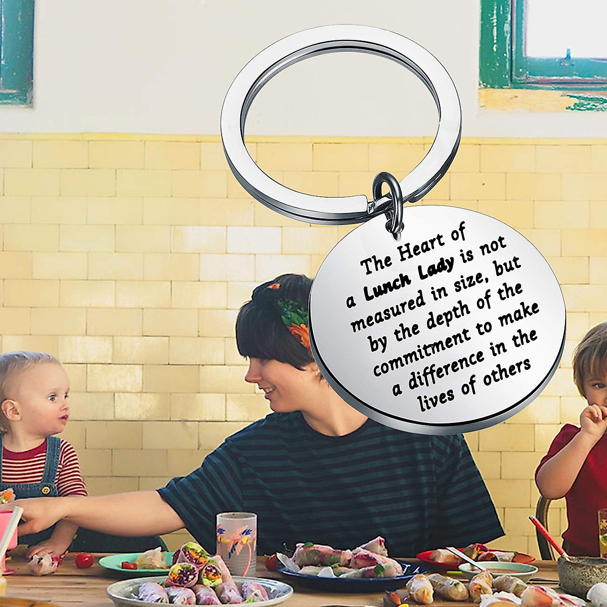 LQRI Lunch Lady Gift School Lunch Lady Appreciation Gift The Heart of a Lunch Lady is Not Measured in Size Thank You Gift for Lunch Lady Cooker Cafeteria Worker (sliver)