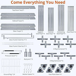 ACONEE Carport 10×20 FT Heavy Duty Car Canopy Storage Shed, Portable Garage Party Tent with Removable Sidewalls & Doors, Reinforced Triangular Beam, All Metal Frame, Garage Shelter Waterproof, Grey