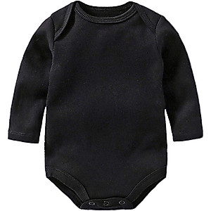 GLEAMING GRAIN Newborn Baby Bodysuits 100% Cotton Long-Sleeve Unisex Baby Black Onesies Infant Black Bodysuit 3 Months 5-Pack(Black,12M)