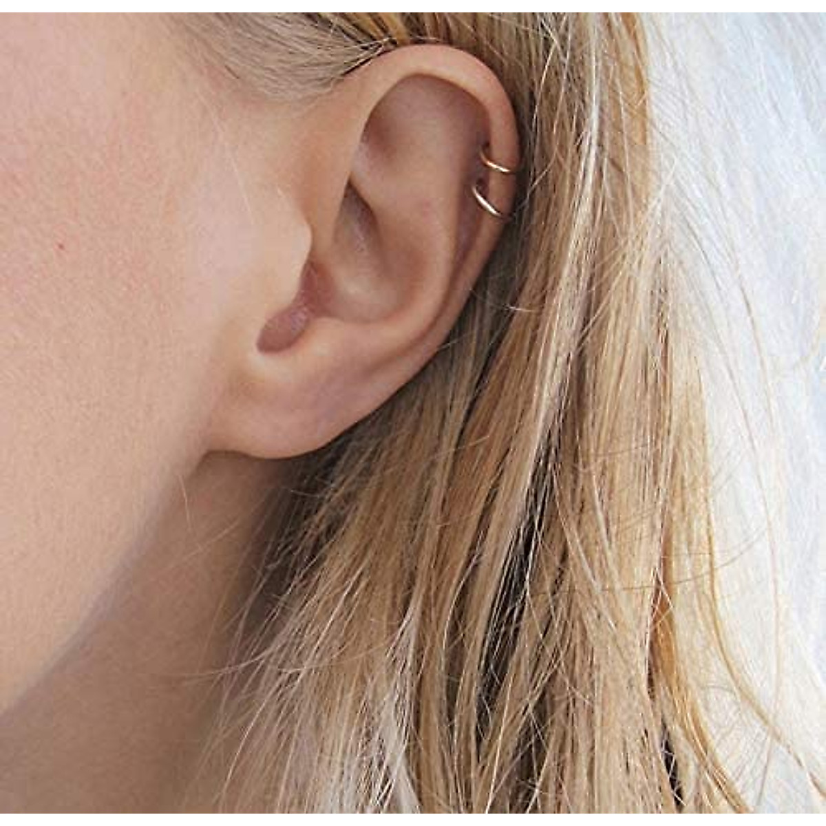 Milacolato 4Pcs 925 Sterling Silver Ear Cuff: Adjustable Non Piercing Minimalist Fake Helix Cartilage Earcuff, Dainty Clip-on Earrings Hypoallergenic with 14K Gold Plating for Women Man-Silver