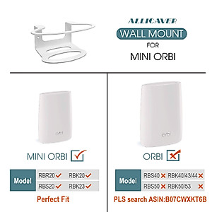 ALLICAVER Compatible Wall Mount Netgear Mini Orbi 2pcs Sturdy Metal Made Mount Stand Holder Compatible Orbi WiFi Router RBR20, RBS20, RBK20, RBK23 Tri Band Home WiFi Router