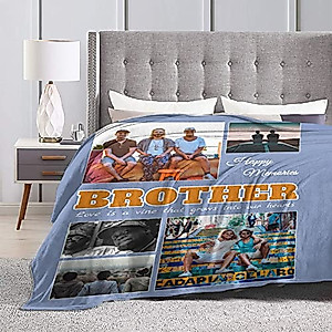 Custom Blankets with Photos, Gift for Brother, Personalized Blankets Gift for Brother, Super Soft Customized Fleece Throw Blankets