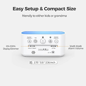 ONLAKE Alarm Clock for Bedrooms, Large Display Digital Clocks with 2 Alarms, 7 Color Larger Night Light, Battery Backup, Dimmer, Adjustable Volume, Easy Snooze (White)