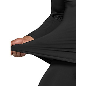 TSLA Men's Thermal Underwear Set, Microfiber Soft Fleece Lined Long Johns, Winter Warm Base Layer Top & Bottom, Soft Micro Fleece Black, Medium