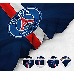 PSG Paris Saint Germain Fleece Blanket Soft Plush Throw TV Blanket Bedding Flannel Throw Shawls and Wraps Lightweight for Bed Couch Chair Travel, 51"x59"