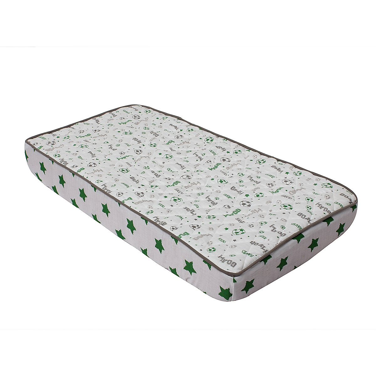 Bacati Soccerball Green/Grey Muslin Quilted Changing Pad Cover