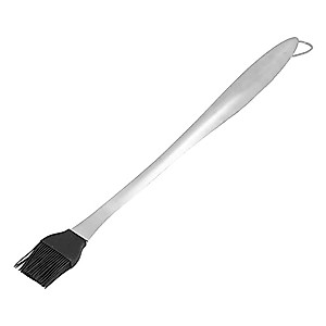 Basting Brush, 17.7 in Multipurpose Stainless Steel Long Handle Basting Brush Oil Spread Brush Heat Insulation Anti‑Scalding Cooking Brush for Pastry Sauce BBQ Grill