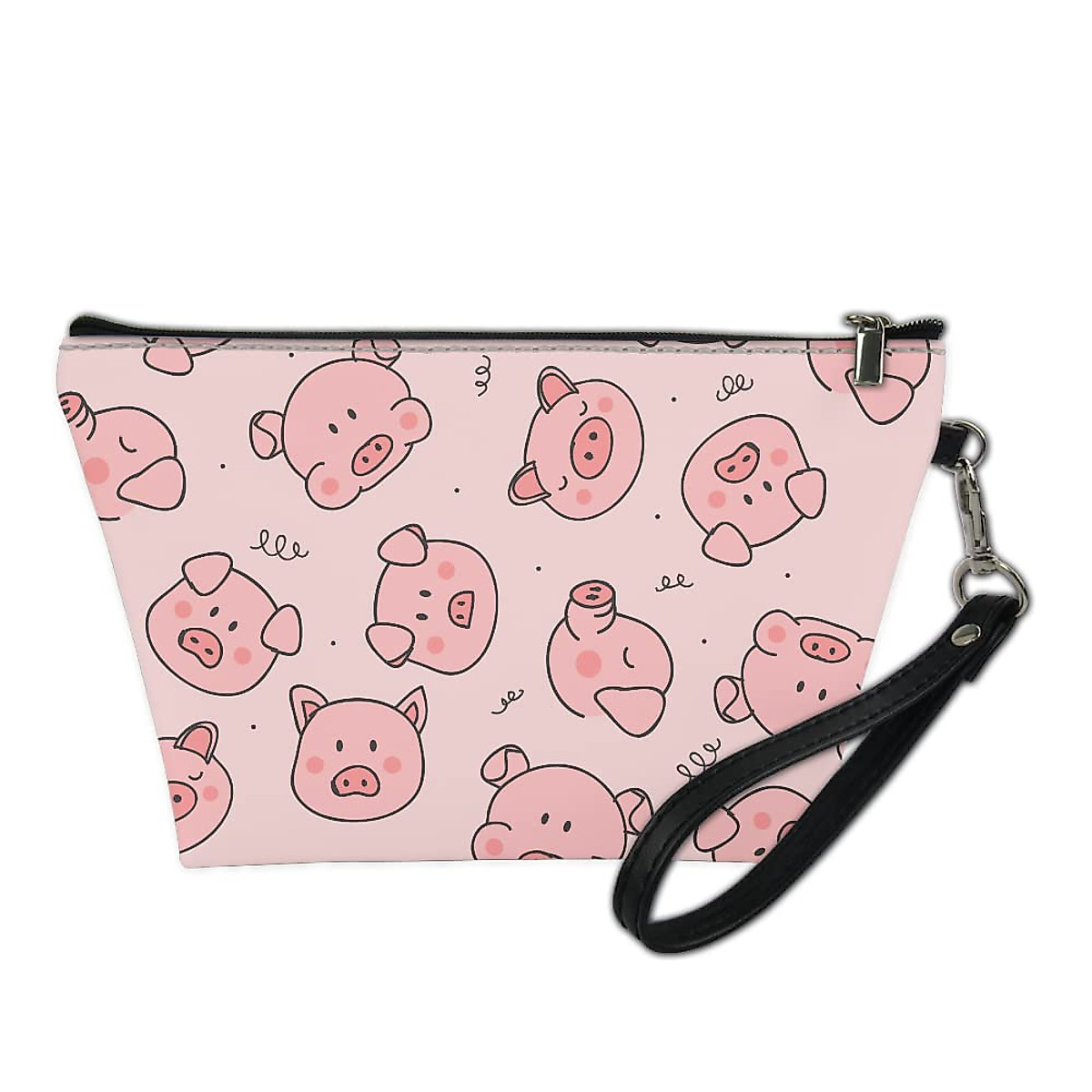 Bigcardesigns Travel Cosmetic Bags Women Ladies Portable Makeup Purse Pink Pig Print Zipper Closer Brush Holder Pouch Toiletry Case