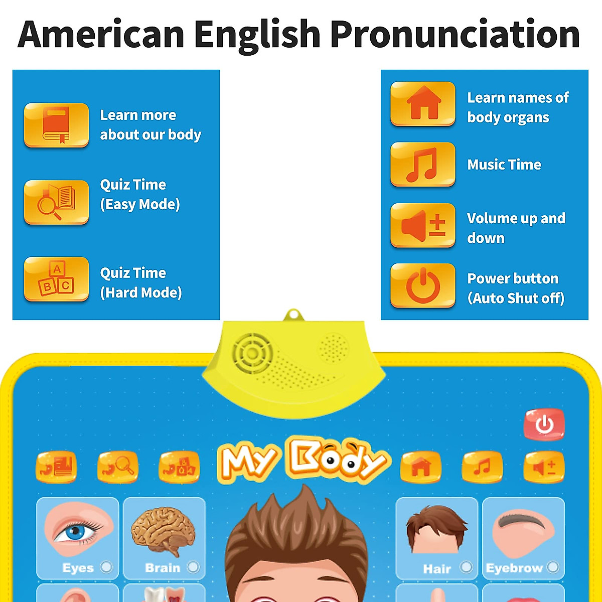 JOYLEARN My Body Interactive Educational Poster for Toddlers and Kids to Learn Body Parts, Organs, Muscles and Bones, 16'' x 22''