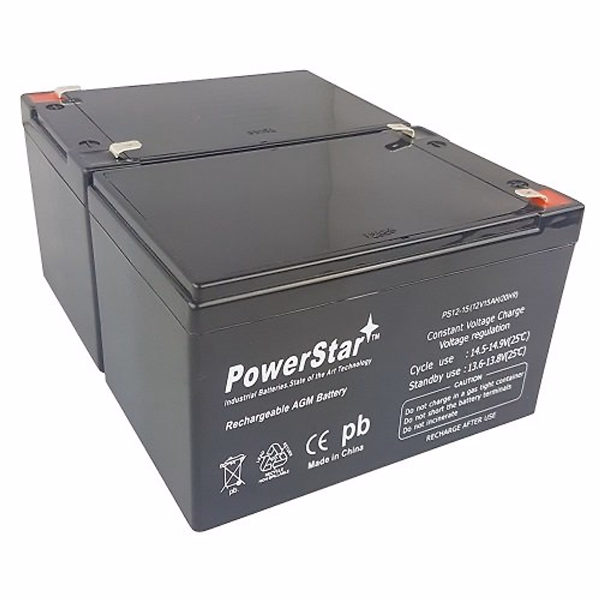 PowerStar® 2PACK E Scooter 24 Volt 250 Watt Scooter Battery MK Battery ES12-12 (12V, 15AH)