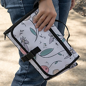 JumpOff Jo – Portable Changing Pad / Diaper Bag with Padded Changing Station, Easy Travel Changing Pad, Includes Handy Storage Pockets for Baby Necessities – Fairy Blossom