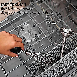 OVENTE Immersion Electric Hand Blender 300 Watt Power 2 Mix Speed with Stainless Steel Blades, Handheld Stick Mixer Set with Egg Whisk Attachment Mixing Beaker and BPA-Free Food Chopper, Black HS565B