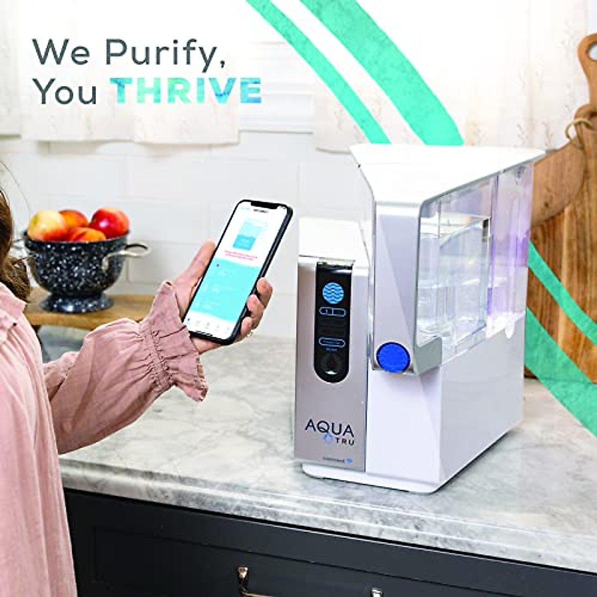 AquaTru Alkaline Connect Smart Countertop Water Purifier for PFAS & Other Contaminants with App | No Plumbing or Installation Required | BPA Free