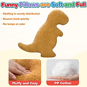Dino Nugget Pillow for Birthday Gifts, Dinosaur Chicken Nuggets Plush Funny Gifts for Boys Girls, Plush Nuggets Dinosaur Stuffed Animal, Dino Pillow Cute Dinosaur Gifts for Kids (Small, Tyran Rex)