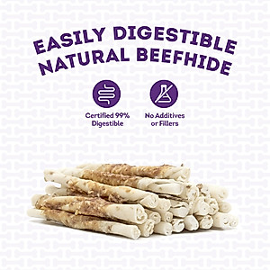 Treatly Combo Chews Beefhide Twist Sticks 5" w/Pork Meat Wrap Dog Chew Treats - 20 Count/1 Pack