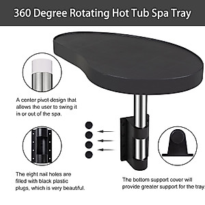 REGMICS Spa Caddy Side Table Tray, 360° Rotation Design Spa Tray Table Keep Snacks and Drinks Handy and Dry