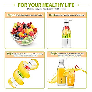 Personal Blender, Cheweetty Personal Size Blender for Shakes and Smoothies, Electric Fresh Juice Blender Cup, 10Oz Portable Blender USB Rechargeable with Eight 3D Blades for Home, Travel, Outdoors