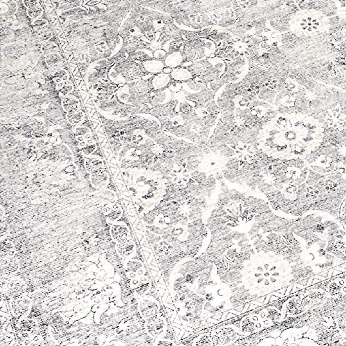 ReaLife Machine Washable Rug - Stain Resistant, Non-Shed - Eco-Friendly, Non-Slip, Family & Pet Friendly - Made from Premium Recycled Fibers - Vintage Distressed Trellis - Silver Ivory, 2'6" x 8'