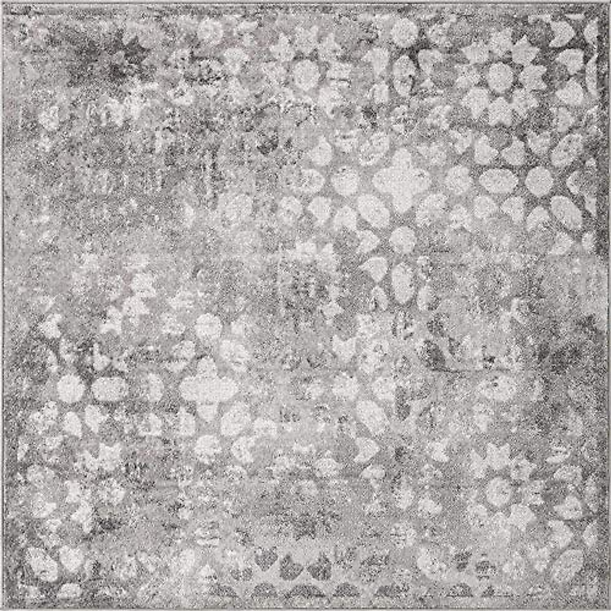 Unique Loom Sofia Collection Area Rug - Larvotto (6' 1" Square, Dark Gray/ Ivory)