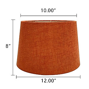 TOOTOO STAR 2 Pack Double 10x12x8" Fabric Natural Linen Cone Drum Hand Craft Medium Lamp Shade Set of 2, Lampshade for Floor Table Lamp, Spider (Set of 2, Rust Orange)