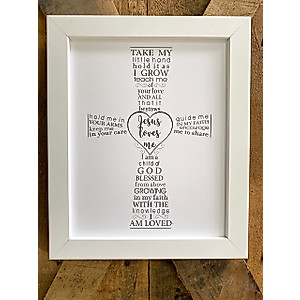 Jesus Loves Me Frame for Baby's Baptism, Dedication or Christening - Made in USA Frame - Gift for Granddaughter/Grandson/Godson/Goddaughter on Christening, Baptism, Dedication (White - Regular)