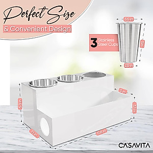 CasaVita White Hair Tool Organizer - Bathroom Countertop Hair Tool Holder for Blow Dryers, Curling Irons, Flat Irons, Accessories, Makeup, and Toiletries - Acrylic Hair Accessories Organizer