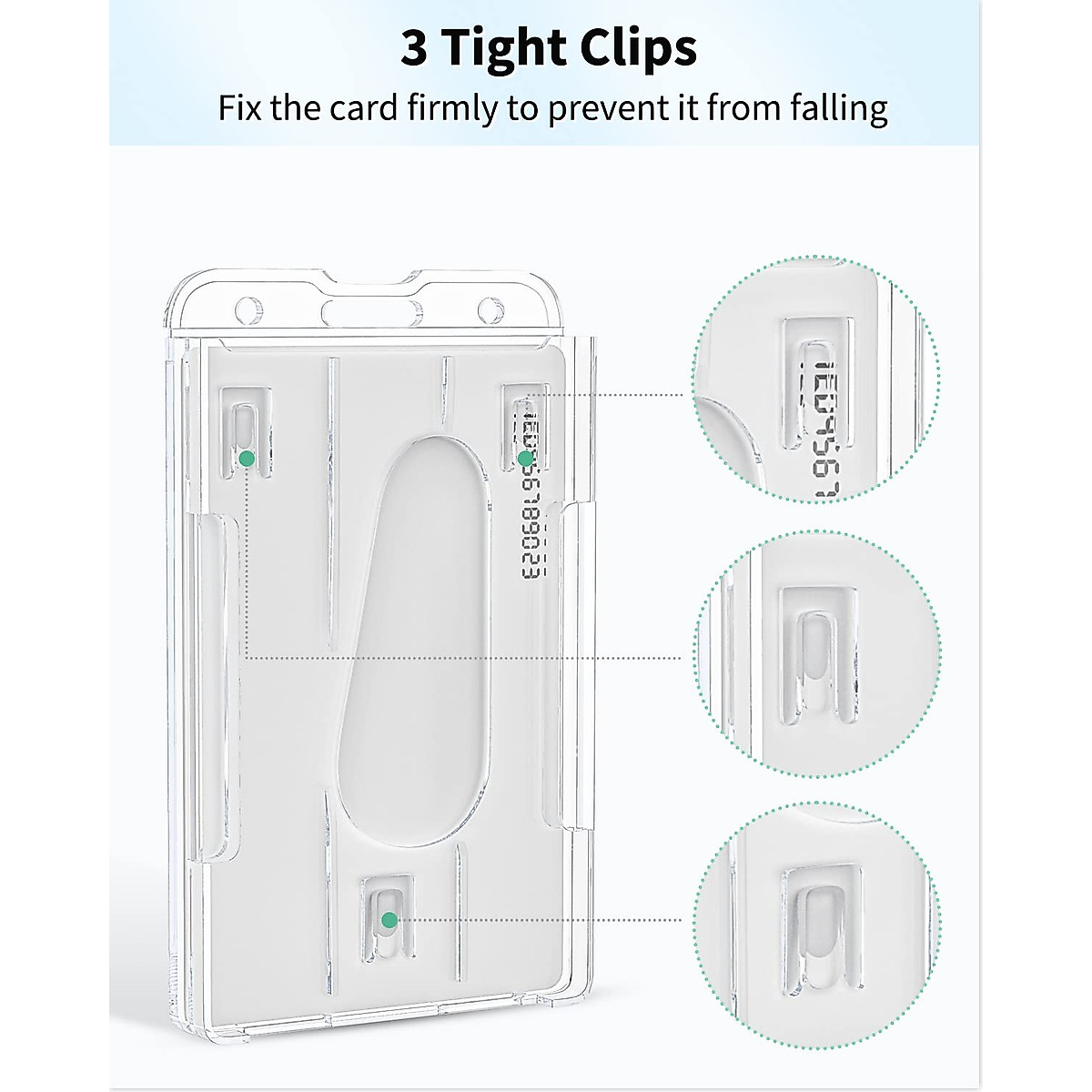 Pawfly Vertical 2-Card Badge Holder with Thumb Slot Hard Transparent PC Case Protector for Office School IDs Credit Cards Driver’s Licenses and Passes, 2 Pack