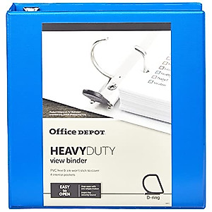 Office Depot® Brand Heavy-Duty Easy Open® D-Ring View Binder, 2" Rings, 54% Recycled, Blue