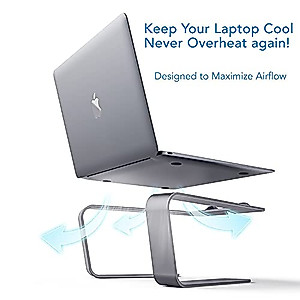 GodSpin Laptop Stand, Aluminum Computer Riser, Ergonomic Detachable Portable Aluminum Notebook Stand Elevator for Desk, Compatible with MacBook Air Pro, Dell XPS, HP, 10 to 17 Inch Laptops (Gray)