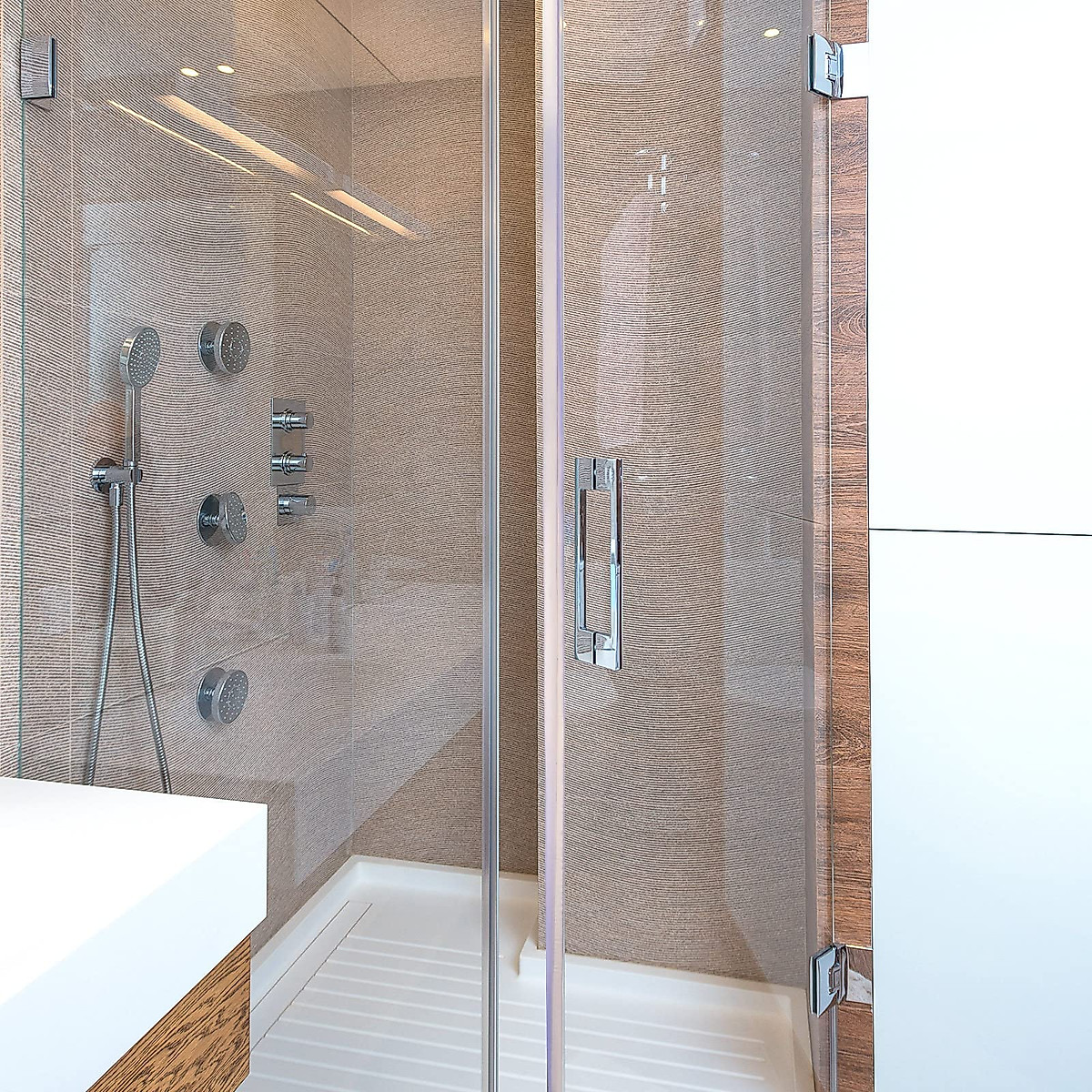 Tondiamo 2 Roll Shower Door Side Seal Strip 196.8 Inch Glass Frameless PVC Bulb Shower Door Bottom Adhesive Seal for Gap Shower Edge Trim Gasket Door Sweep