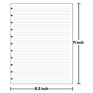 Discbound Letter Size Lined Paper Refill, 250 Sheets (500 Pages), 8.5 in x 11 in, 100 GSM, 11 Disc Notebooks