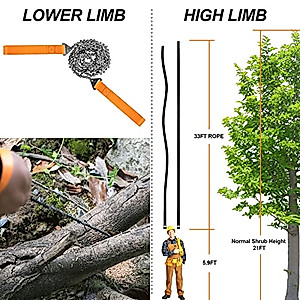 Loggers Art Gens Hand Rope Chain Saw - 48" pocket chainsaw directly connected to 66 ft ropes to form high tree limb rope chainsaw for camping survival and tree pruning