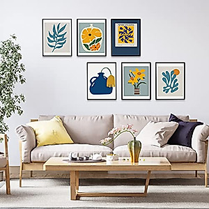 Zzuyi Set of 6 Matisse Canvas Wall Art Poster, Matisse Blue Yellow Floral Plant Abstract Shapes Illustrations, Abstract Minimalist Wall Art Posters , Sunflower Canvas Paintings Pictures for Bedroom, Living Room Wall Decor - 8''x10''x6 Pcs Unframed