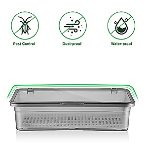 DOITOOL Flatware Tray with Lid and Drainer Kitchen Drawer Organizer, Kitchen Cutlery Tray and Utensil Drawer Organizer with Cover, Countertop Silverware Storage Container, 2.8x10x3.9