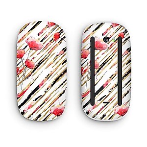 Design Skinz Karamfila Watercolo Poppies V12 Vinyl Decal Compatible with The Apple Magic Mouse 2 (Wireless, Rechargable) with Multi-Touch Surface