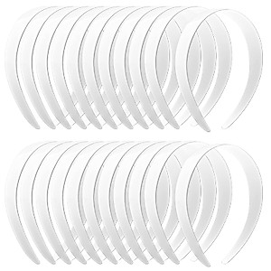 VOKOY 24 Pcs White Plastic Headbands, 1" Wide No Teeth Plain Headbands DIY Hair Bands Headbands for Girls Women