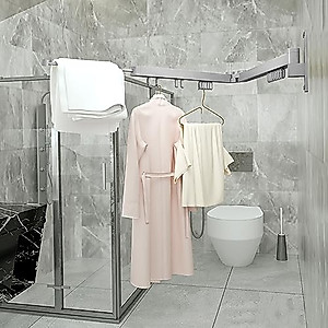 Bakala Retractable Clothes Drying Rack, Wall Mounted Space Saver Heavy Duty Laundry Clothes Hanger Rack with Towel Bar, Collapsible Clothes Dry Racks for Balcony, Mudroom, Bedroom