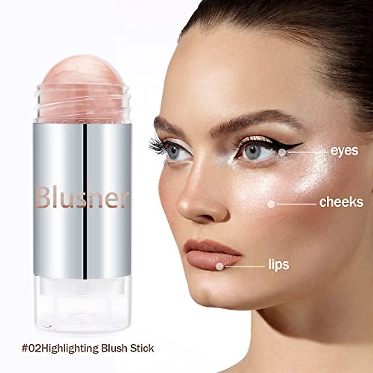 Boobeen Blush Stick Highlighter Makeup Stick Matte Contour Stick, Lightweight Cheek Blush Cream Shimmer Contouring Stick, Waterproof Multi Stick for All Skin Smooth & Natural