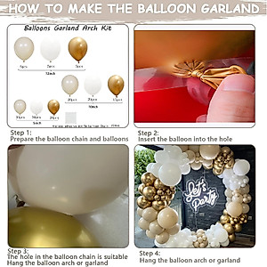 White Sand Gold Balloons Garland Arch Kit,160PCS White Nude Balloons with Metallic Chrome Gold Latex Balloons for Boho Wedding Baby Bridal Shower Engagement Anniversary Birthday Decorations Backdrop