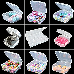 36 Pcs Mixed Sizes Mini Clear Plastic Containers for Bead Organizer and Storage, Craft Storage Boxes with Hinged Lids, Small Transparent Storage Containers for Jewelry Diamond Art Screws Small Parts