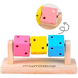 miumiupop Hamster Chew Toy Wood Platform Grinding Teeth Toys Exercise Intelligence Training Colorful Wooden Block for Small Animals Chinchilla Gerbil Guinea Pig Rat Chipmunk Squirrel Sugar Glider
