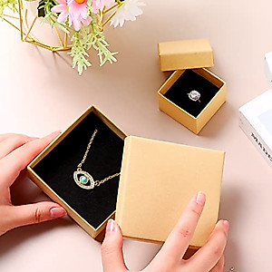 Geyee 20 Pcs Jewelry Box with Cardboard for Women Small Necklace Ring Gift Boxes Square Paper Gift Case 2 Size Kraft Box Holder for Earrings Bracelets Packaging Shipping, 2 Inches, 3.5 Inches