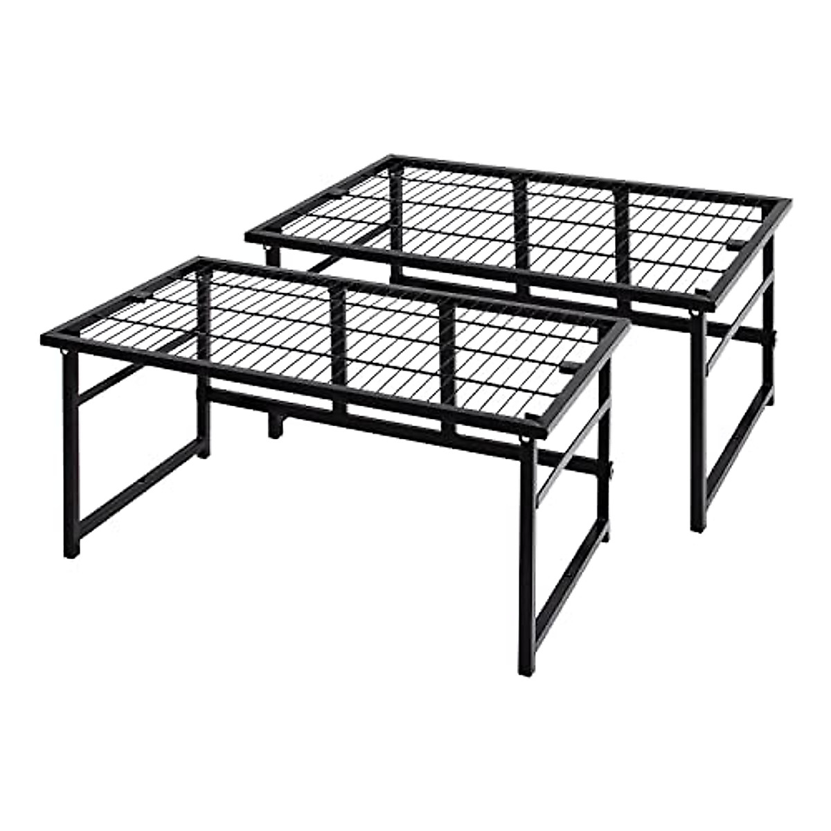 Origami R1 Stackable Storage Shelf, Collapsible/Foldable Steel Shelving Holds up to 150 Pounds (Per Rack), Modular Heavy Duty Garage Storage & Organization Utility Shelf (2-Pack) (Black, R1)