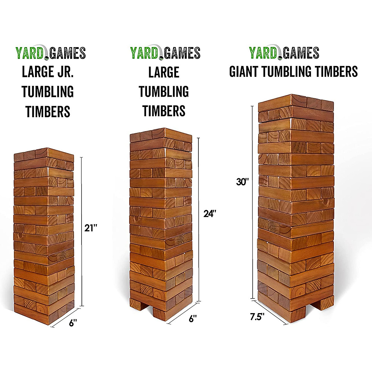 Yard Games Large Tumbling Timbers Wood Stacking Party Tailgate Backyard Game Indoor Outdoor with Carrying Case for Kids Adults, 24 Inch, Stained