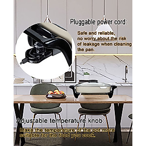 Electric Skillet Nonstick with Lids - 16" inch Extra Large Frying Pan,Ceramic, Adjustable temperature, Cool Touch Handles, Nozaya