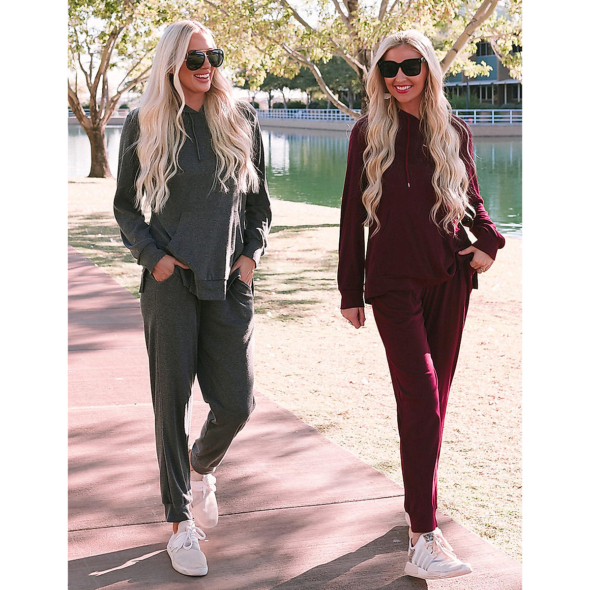 ZHENWEI Sweatsuits for Women Set Jogger Set Hoodie Two Piece Lounge Suit Long Sleeve Athletic Outfits Kangaroo Pockets