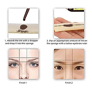 ATOMUS Eyebrow Tattoo Bow Mapper with Strings Sponges Ink Dropper Microblading Metal Brow Drawing Mapper Ruler Marker Measuring Mapping Positioning Tool Set (Silver)